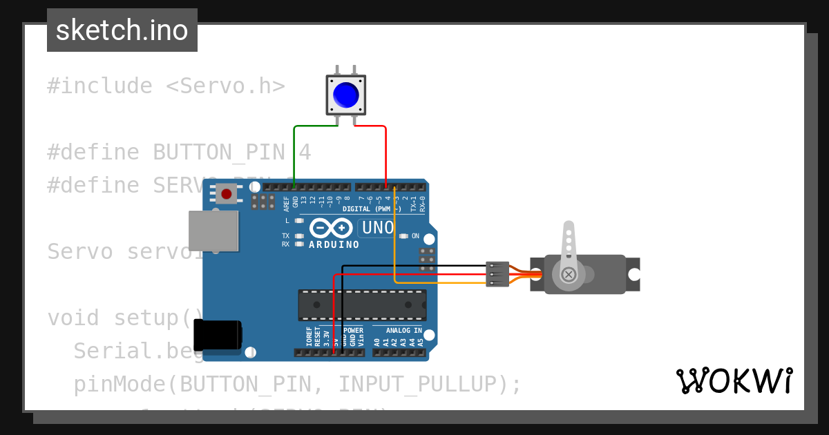 Kpbuttonservoกดติดปล่อยดับ Wokwi Esp32 Stm32 Arduino Simulator