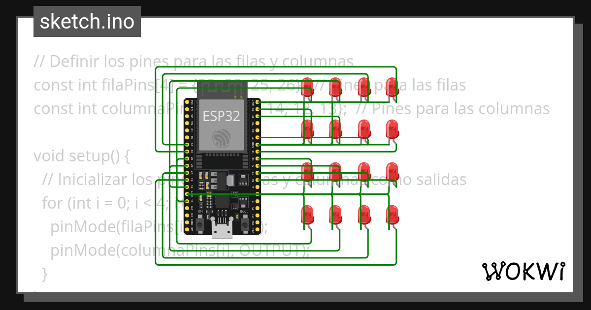 MATRIZ 4X4 - Wokwi ESP32, STM32, Arduino Simulator