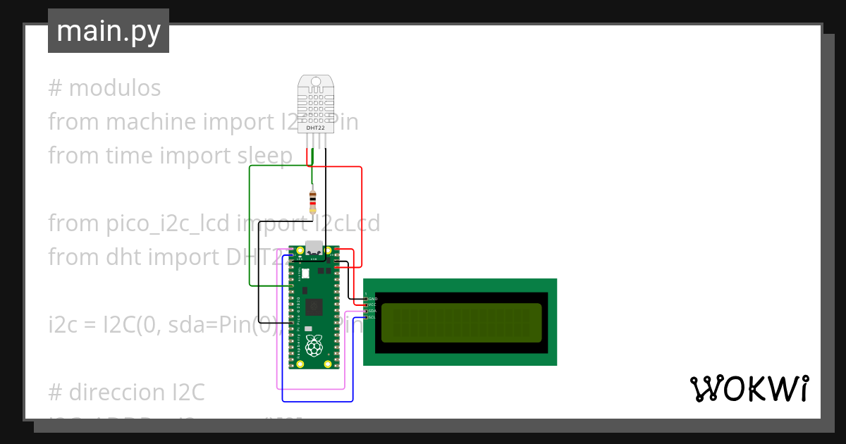 SENSOR DHT22 I RASPBERRY PI PICO. - Wokwi ESP32, STM32, Arduino Simulator