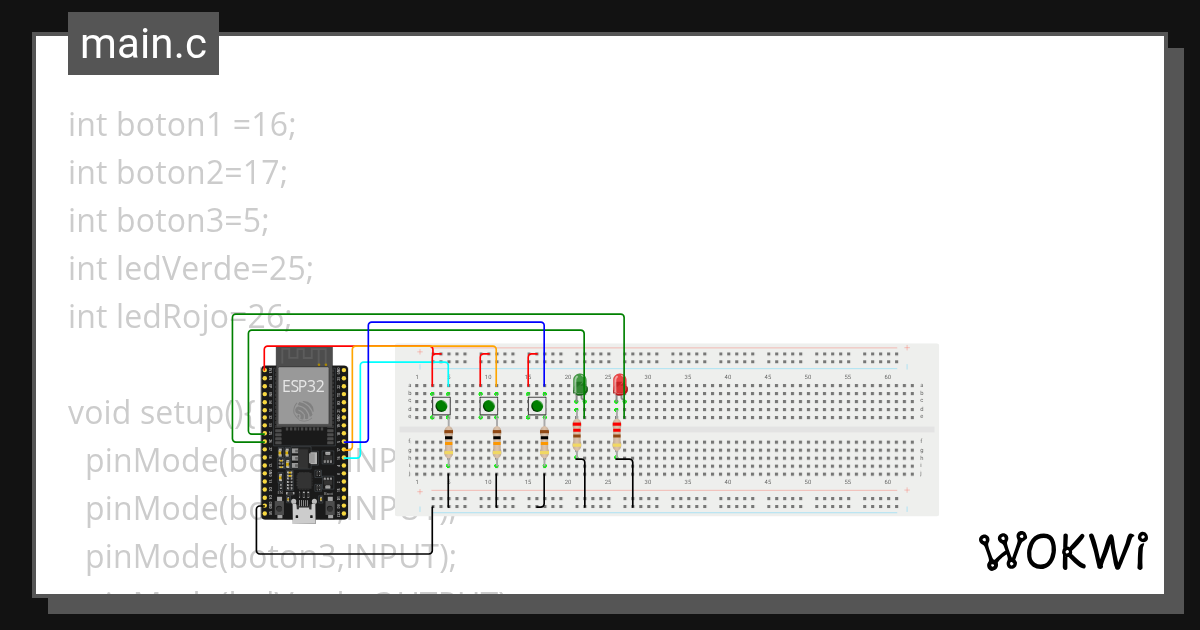 Ejercicio Botones Laura Quinto Wokwi Esp32 Stm32 Arduino Simulator 