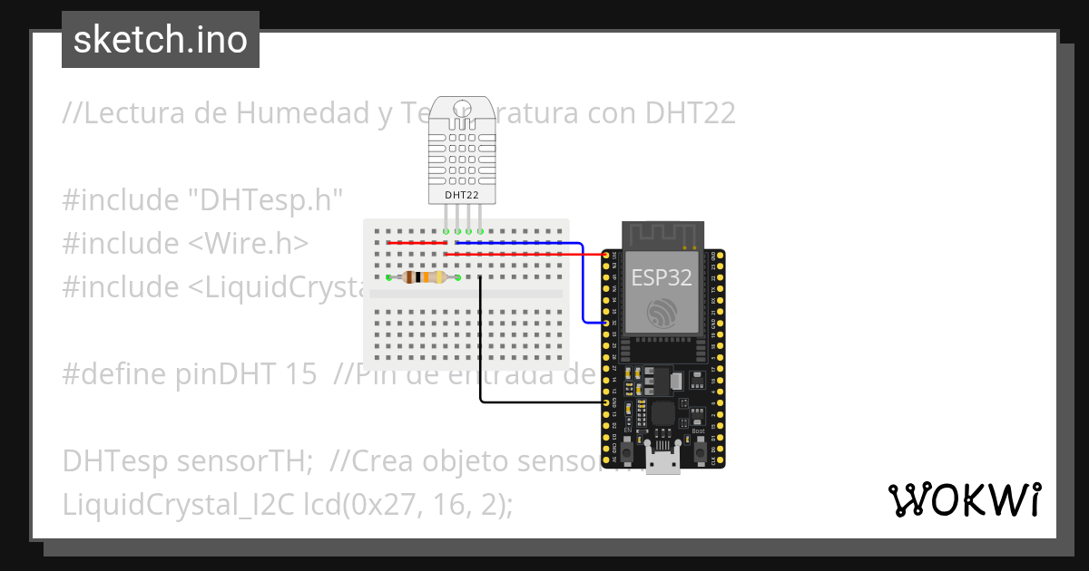 SensorDHT_LCD - Wokwi ESP32, STM32, Arduino Simulator