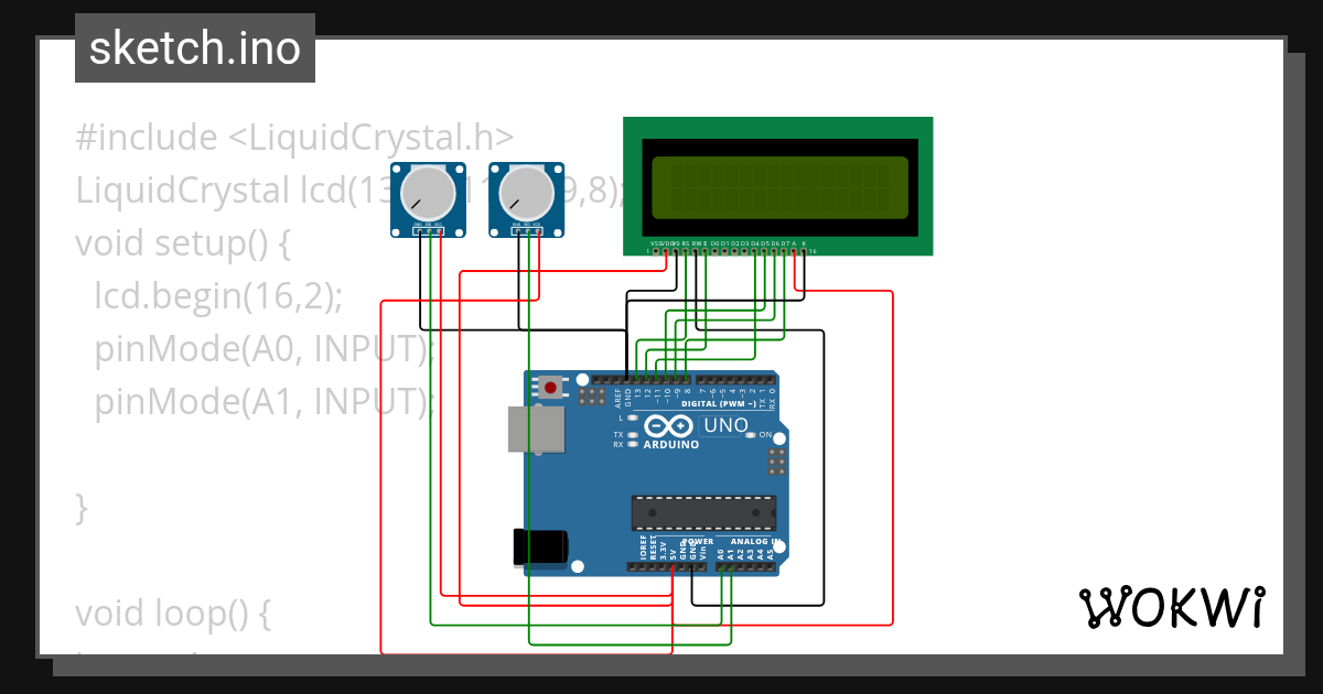 LCD with Potentiometer.arduino - Wokwi ESP32, STM32, Arduino Simulator