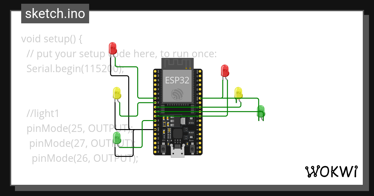 traffic light - Wokwi ESP32, STM32, Arduino Simulator