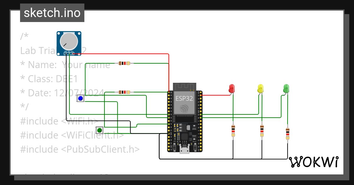 Lab Trial Test2 PartE - Wokwi ESP32, STM32, Arduino Simulator