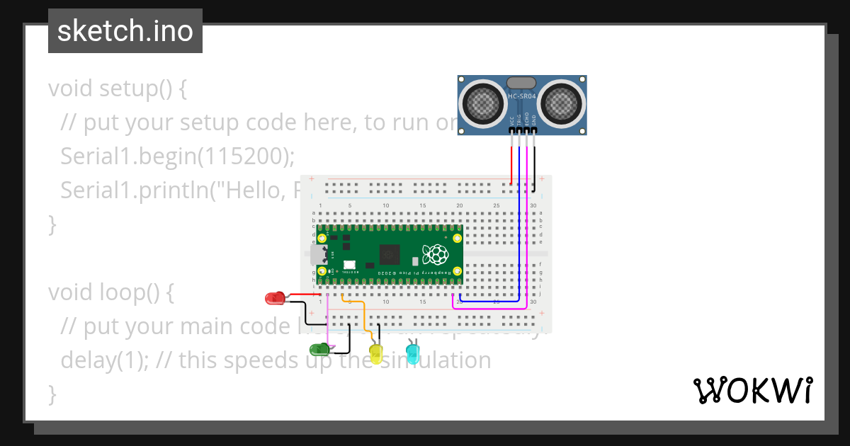 pybot102 - distance sensor - Wokwi ESP32, STM32, Arduino Simulator