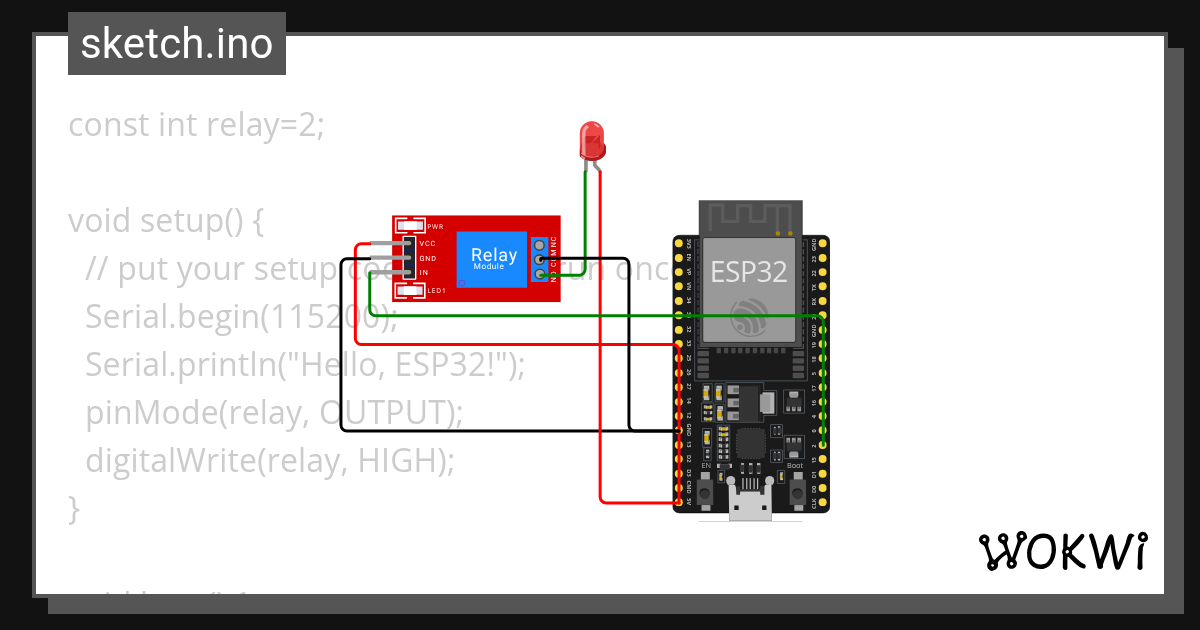 coba Relay - Wokwi ESP32, STM32, Arduino Simulator