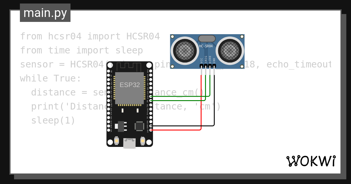 Led Sigma Ultrasonic 004 Wokwi Esp32 Stm32 Arduino Simulator 7042