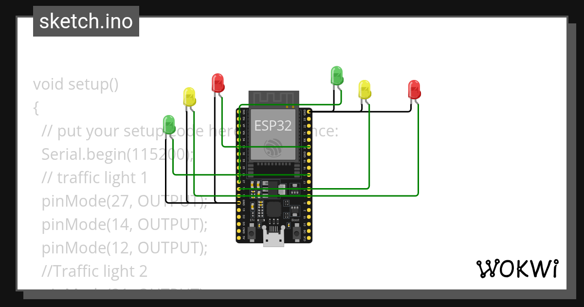 Traffic Light Simulation 2 Series Wokwi Esp32 Stm32 Arduino Simulator 