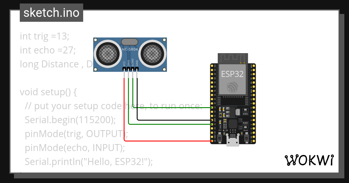 ultra sonic sound - Wokwi ESP32, STM32, Arduino Simulator