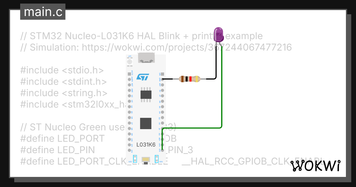 ST Nucleo L031 - HAL - Wokwi ESP32, STM32, Arduino Simulator