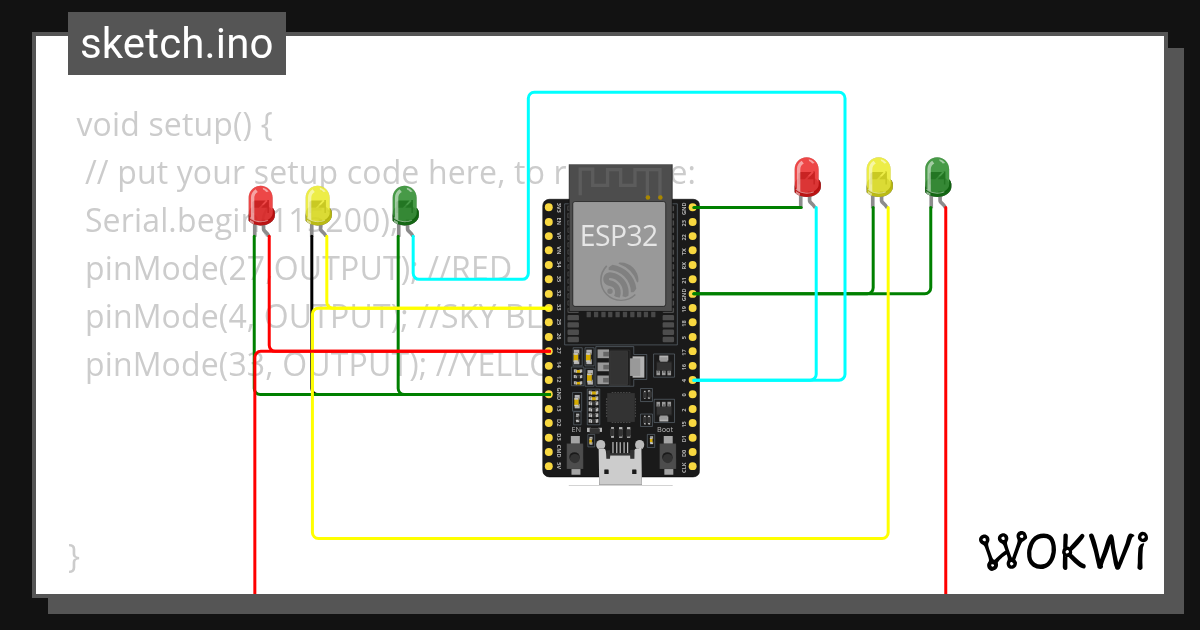 2 TRAFFIC LED LIGHT - Wokwi ESP32, STM32, Arduino Simulator