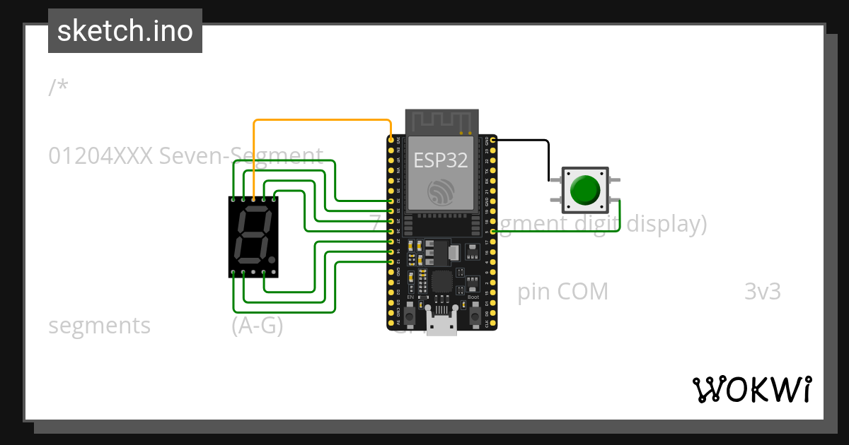 ESP32 Tutorial 10T: Seven-Segment Counter - Wokwi ESP32, STM32, Arduino ...