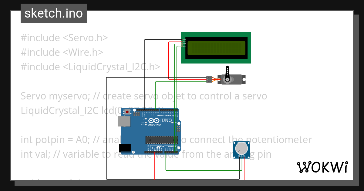 SERRVO+LCD - Wokwi ESP32, STM32, Arduino Simulator