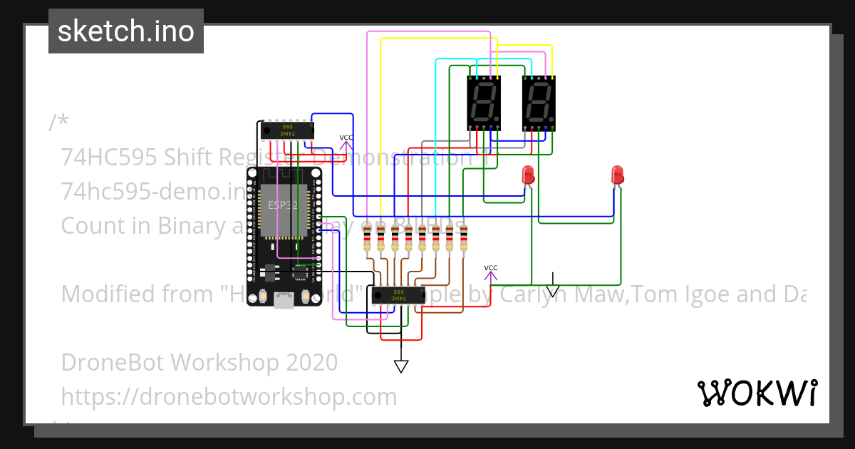 74HC595 esp32 _7seg_different_seg - Wokwi ESP32, STM32, Arduino Simulator
