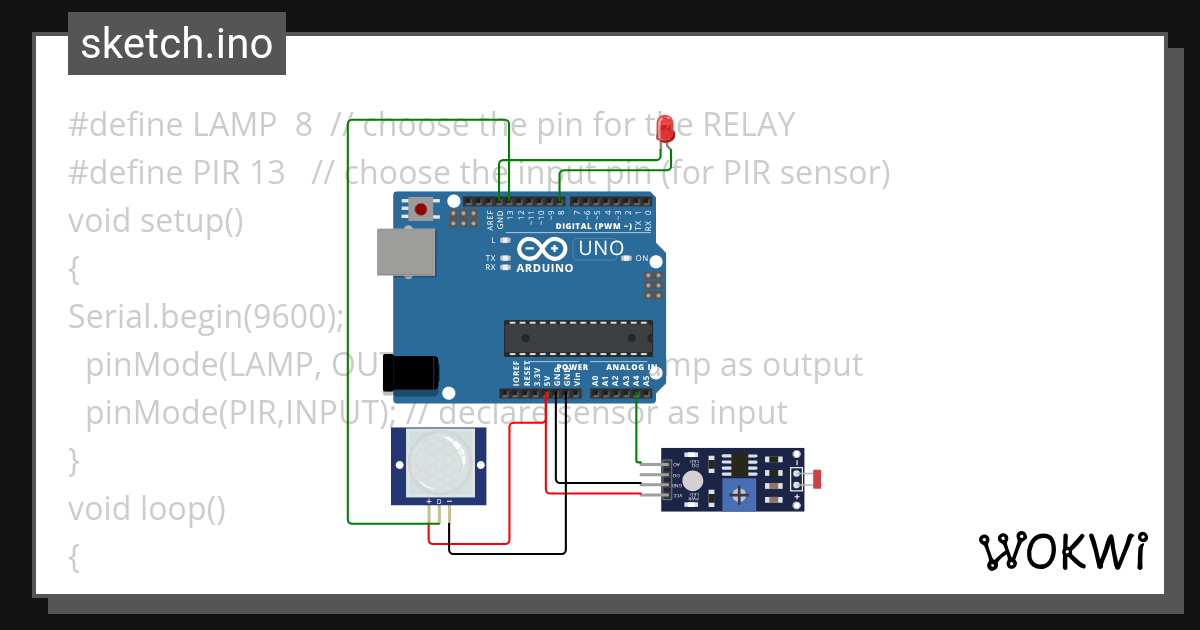 Automatic light - Wokwi ESP32, STM32, Arduino Simulator