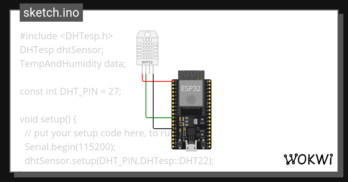 DHT sensor - Wokwi ESP32, STM32, Arduino Simulator