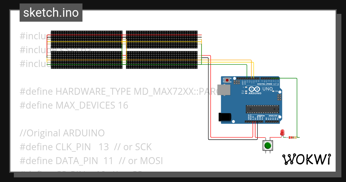MD_MAX72xx_Fixed_Font - Wokwi ESP32, STM32, Arduino Simulator