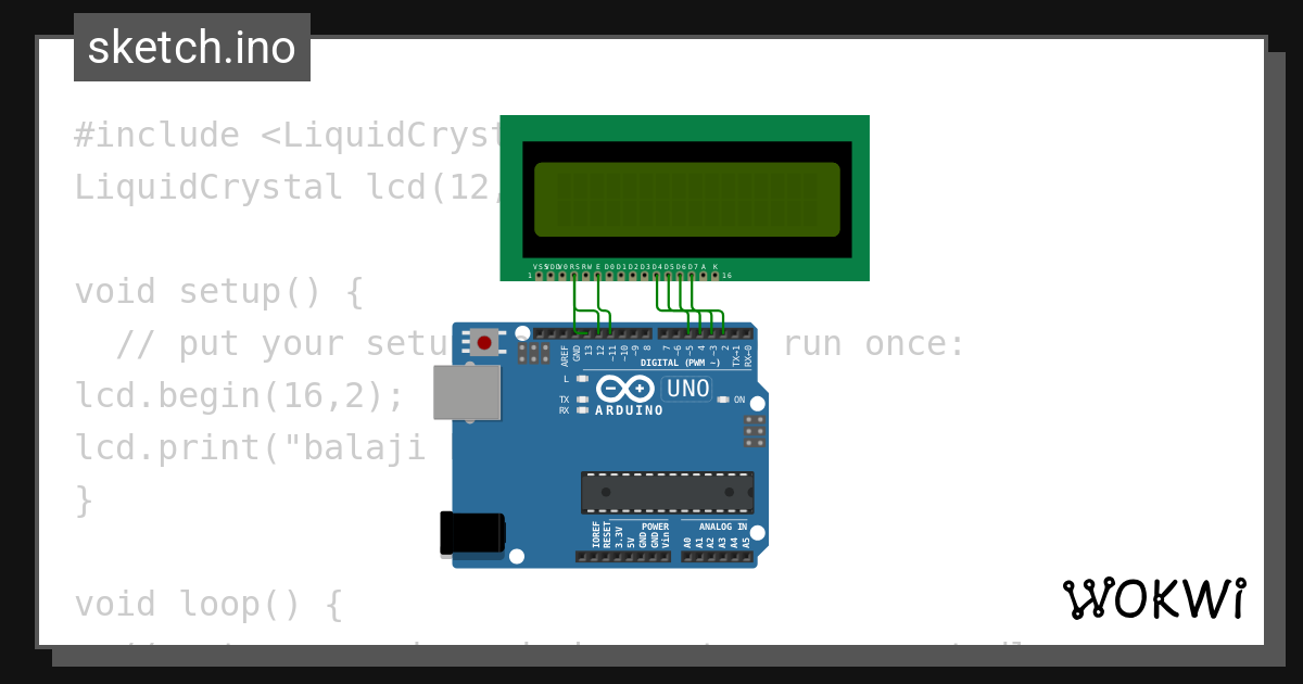 Liquide Crystal Diplay Wokwi Esp32 Stm32 Arduino Simulator 8251