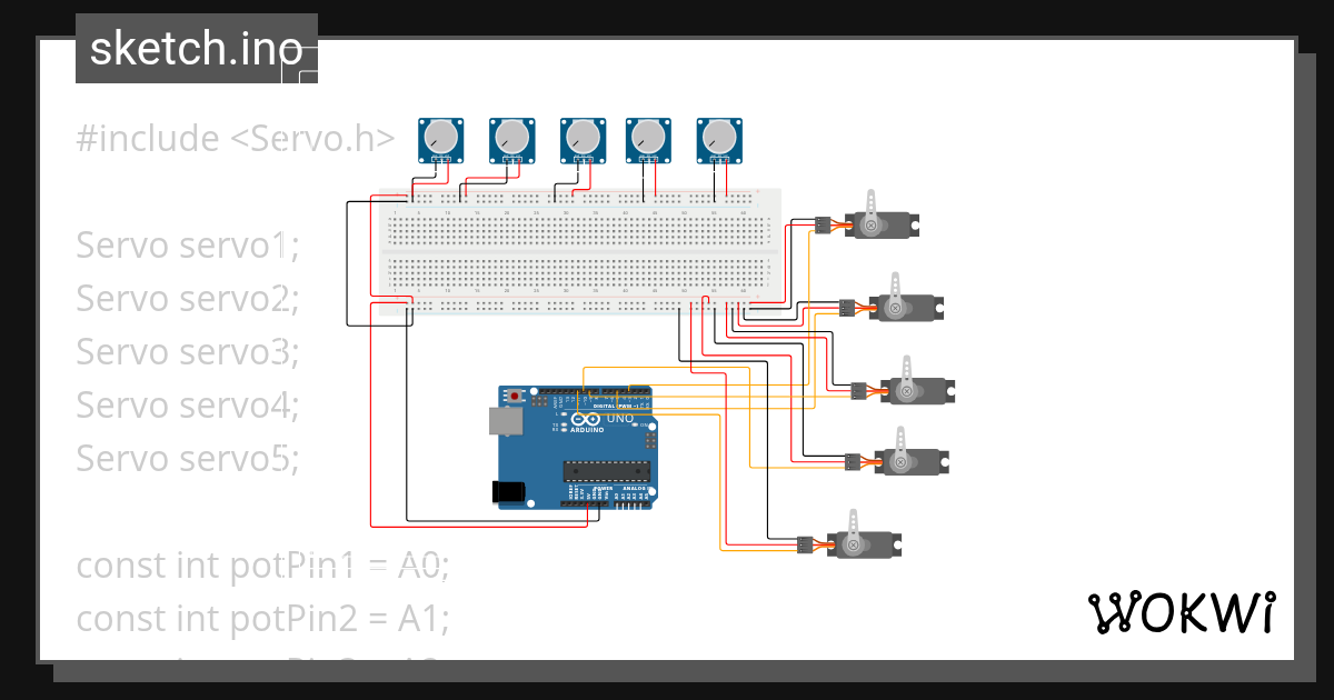 robotics arm - Wokwi ESP32, STM32, Arduino Simulator