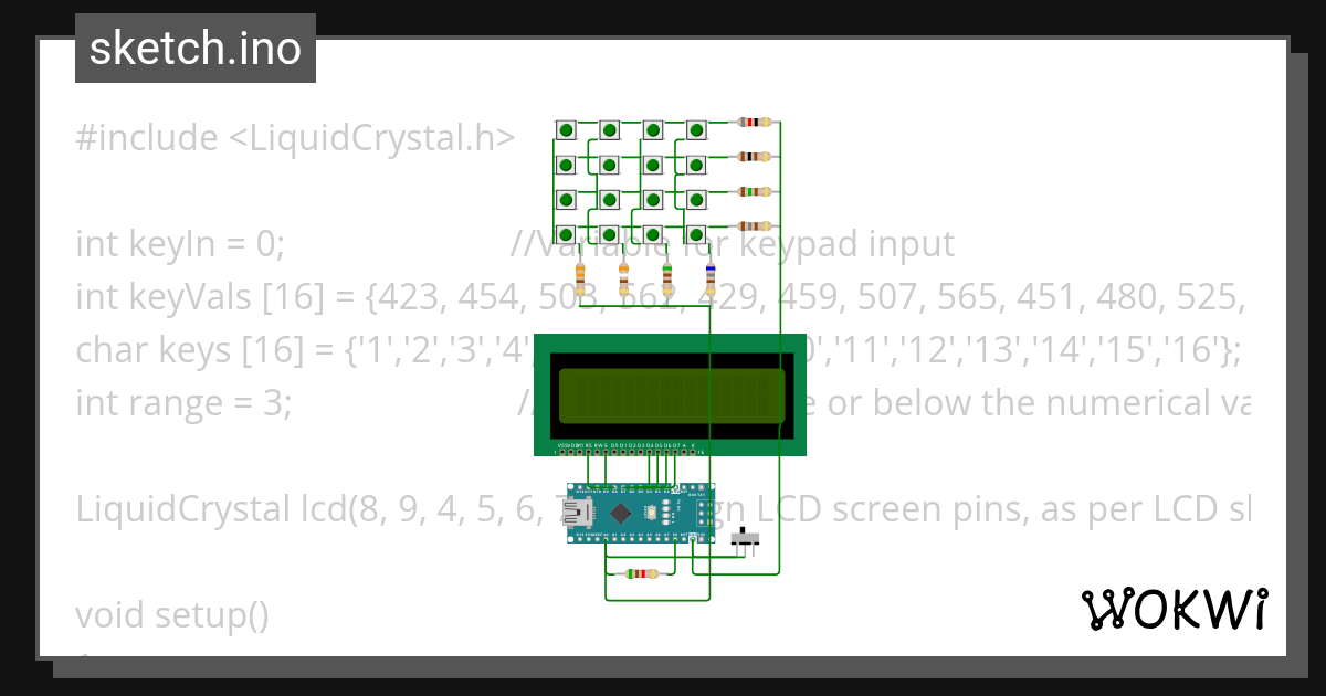 Keypad 4x4 Wokwi Esp32 Stm32 Arduino Simulator 