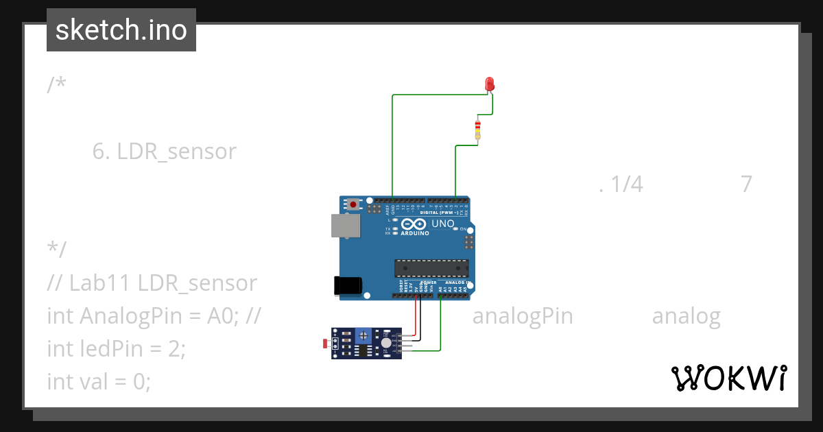 ใบงานที่ 6. LDR_sensor - Wokwi ESP32, STM32, Arduino Simulator ใบงานที่ 6. LDR_sensor - Wokwi ESP32, STM32, Arduino Simulator