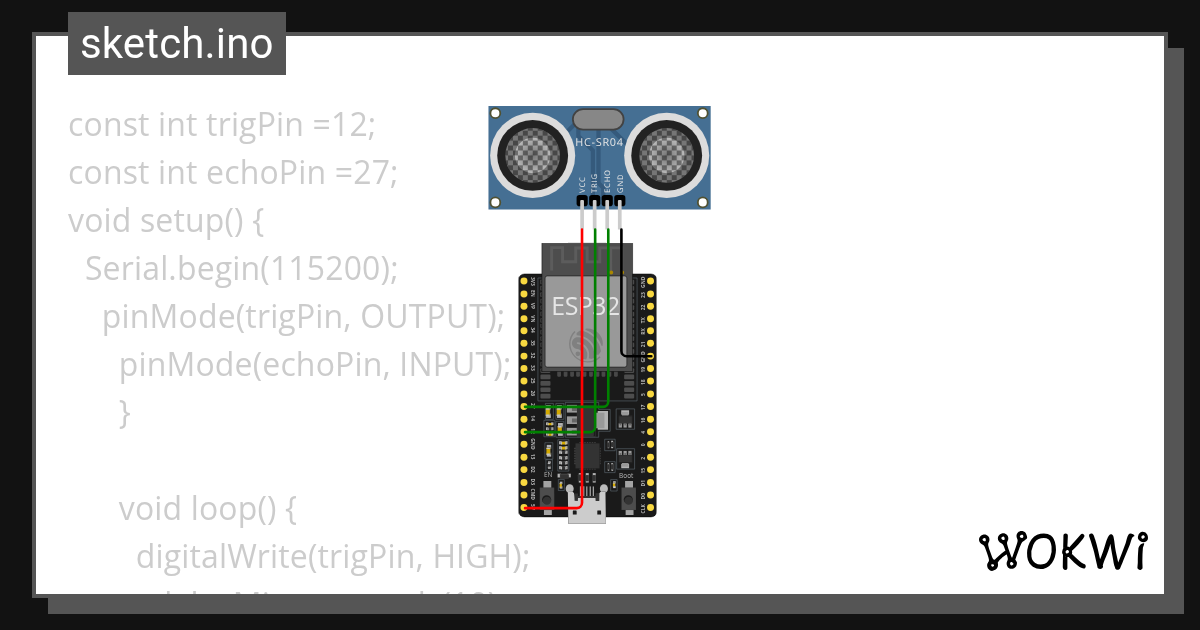 Ultra distance sensor - Wokwi ESP32, STM32, Arduino Simulator