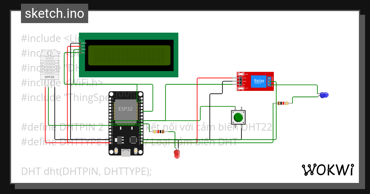 ESP32 WITH DHT AND LCD I2C IoT Copy 123 - Wokwi ESP32, STM32, Arduino Simulator