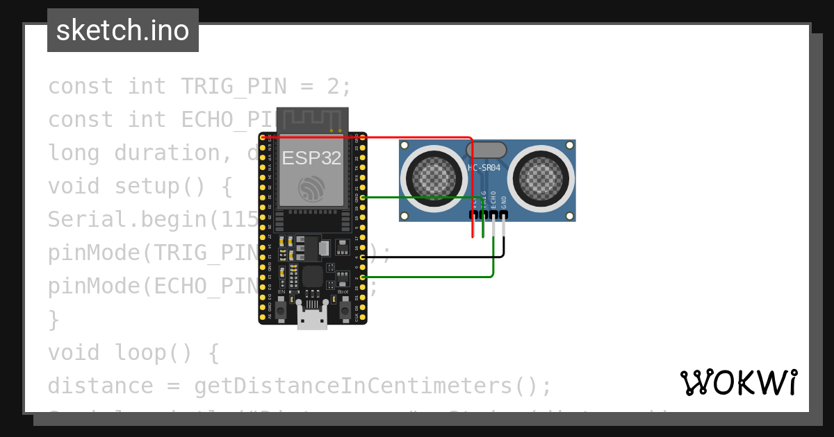 Ultra Sonic Sensor Wokwi Esp32 Stm32 Arduino Simulator 9845