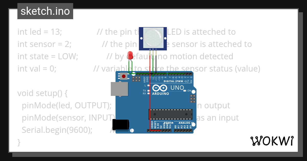 PIR Sensor - Wokwi ESP32, STM32, Arduino Simulator