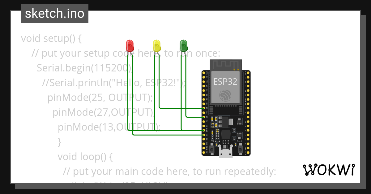 Traffic Light Wokwi Esp32 Stm32 Arduino Simulator