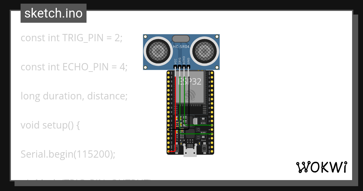 Ultrasonic Sensor Wokwi Esp32 Stm32 Arduino Simulator