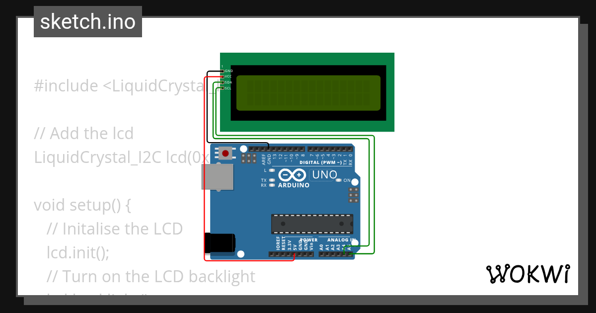 LCD I²C Hello World Copy - Wokwi ESP32, STM32, Arduino Simulator
