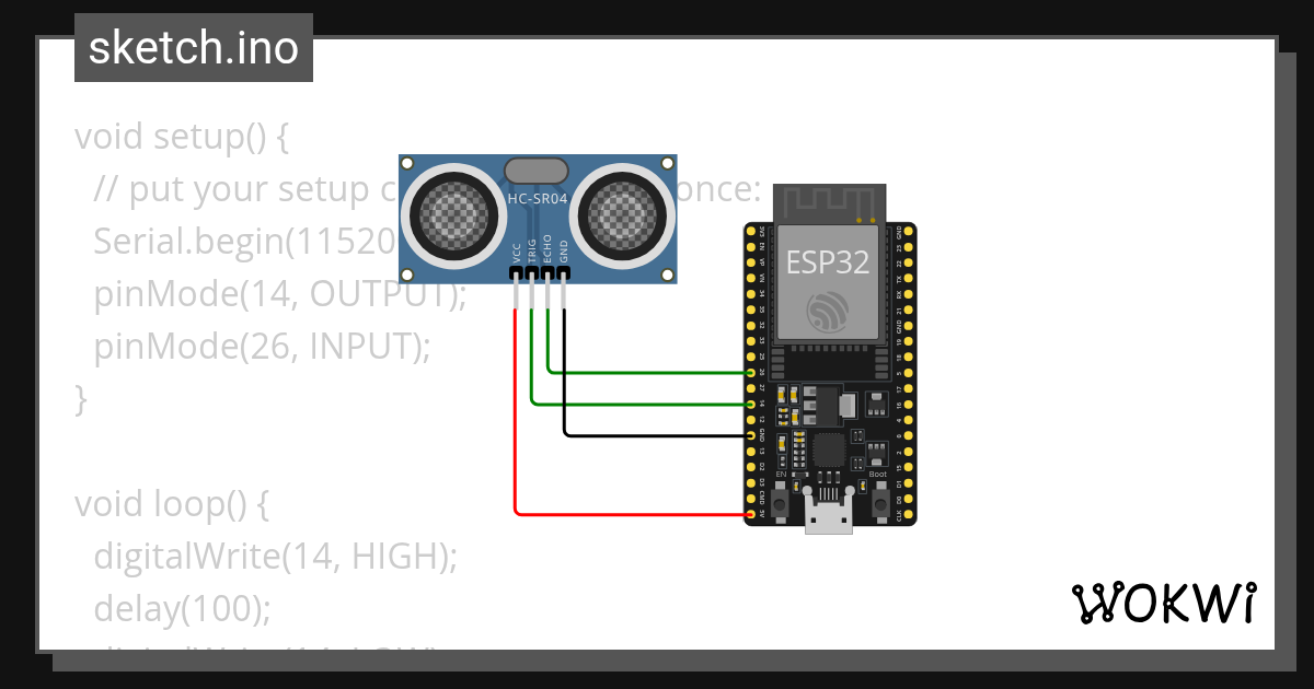 ULTRASONIC DISTANCE SENSOR - Wokwi ESP32, STM32, Arduino Simulator