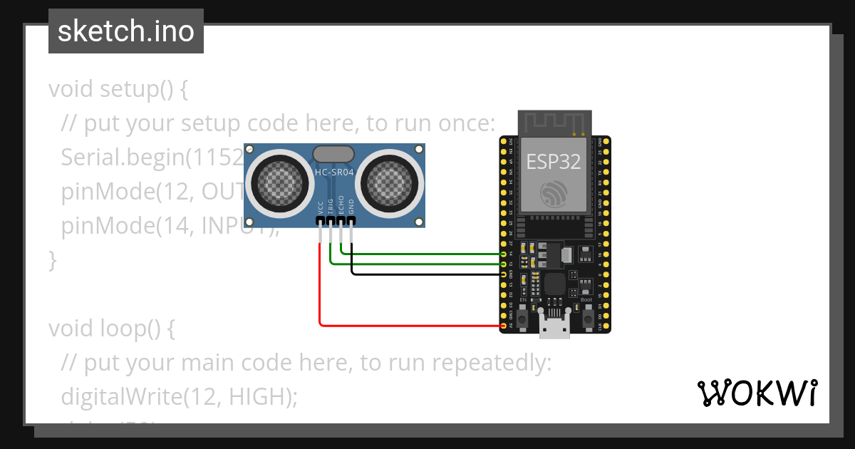 ultra sonic distance sensor - Wokwi ESP32, STM32, Arduino Simulator ultra sonic distance sensor - Wokwi ESP32, STM32, Arduino Simulator
