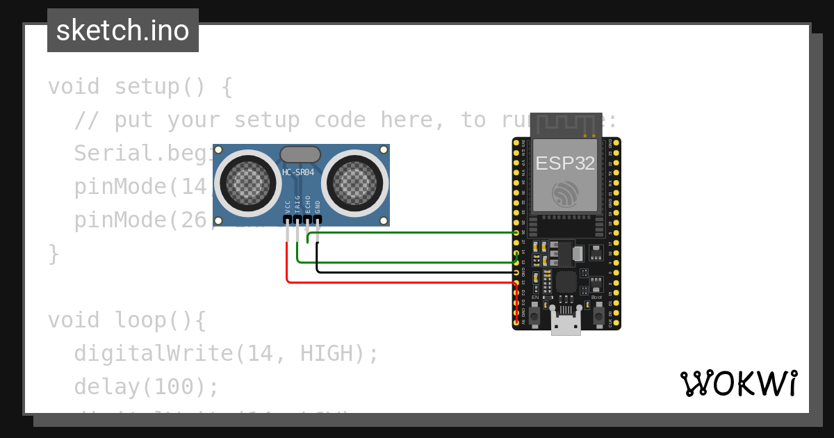 Ultrasonic Distance Sensor Wokwi Esp32 Stm32 Arduino Simulator 4139