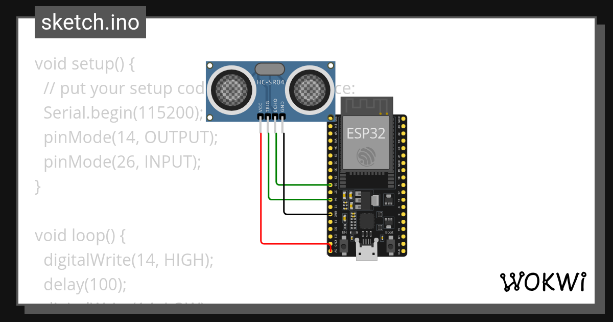ultra sonic distance sensor - Wokwi ESP32, STM32, Arduino Simulator ultra sonic distance sensor - Wokwi ESP32, STM32, Arduino Simulator