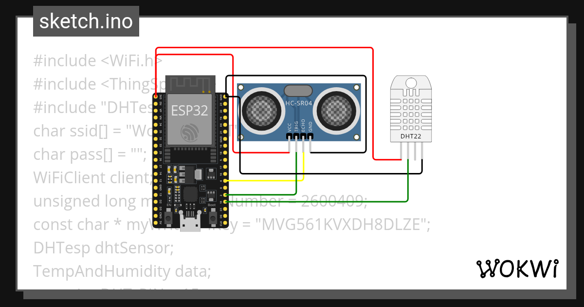 Writing sensor data in cloud - Wokwi ESP32, STM32, Arduino Simulator