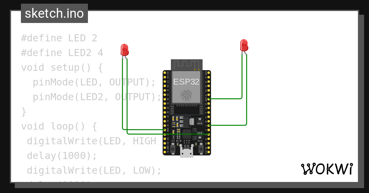 Manip Led Wokwi Esp32 Stm32 Arduino Simulator