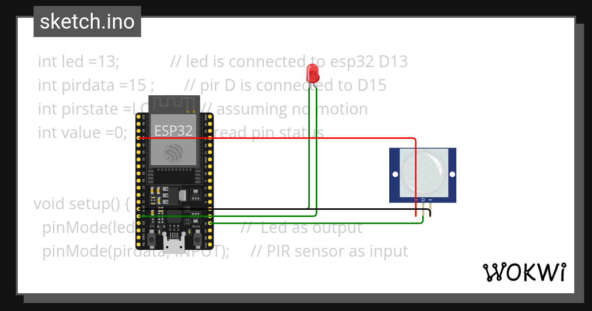 Pir Sensor Wokwi Esp32 Stm32 Arduino Simulator 