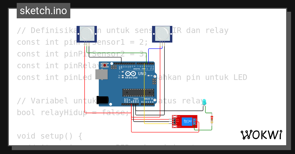 Hidupkan Relay Dengan Pir Motion Wokwi Esp32 Stm32 Arduino Simulator