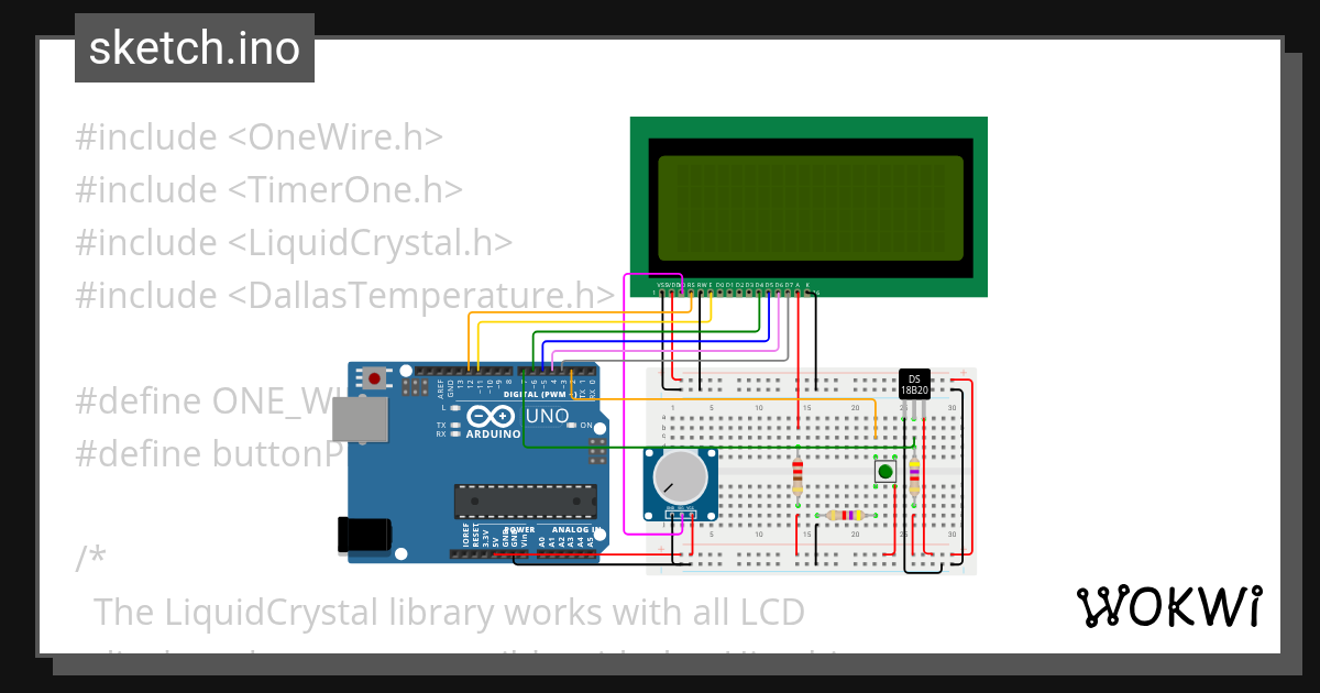 Temperature sensor w/o I2C - Wokwi ESP32, STM32, Arduino Simulator