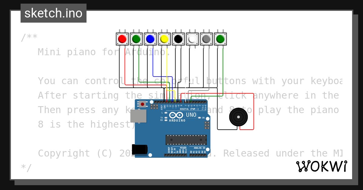 Mini Piano Wokwi Esp32 Stm32 Arduino Simulator 