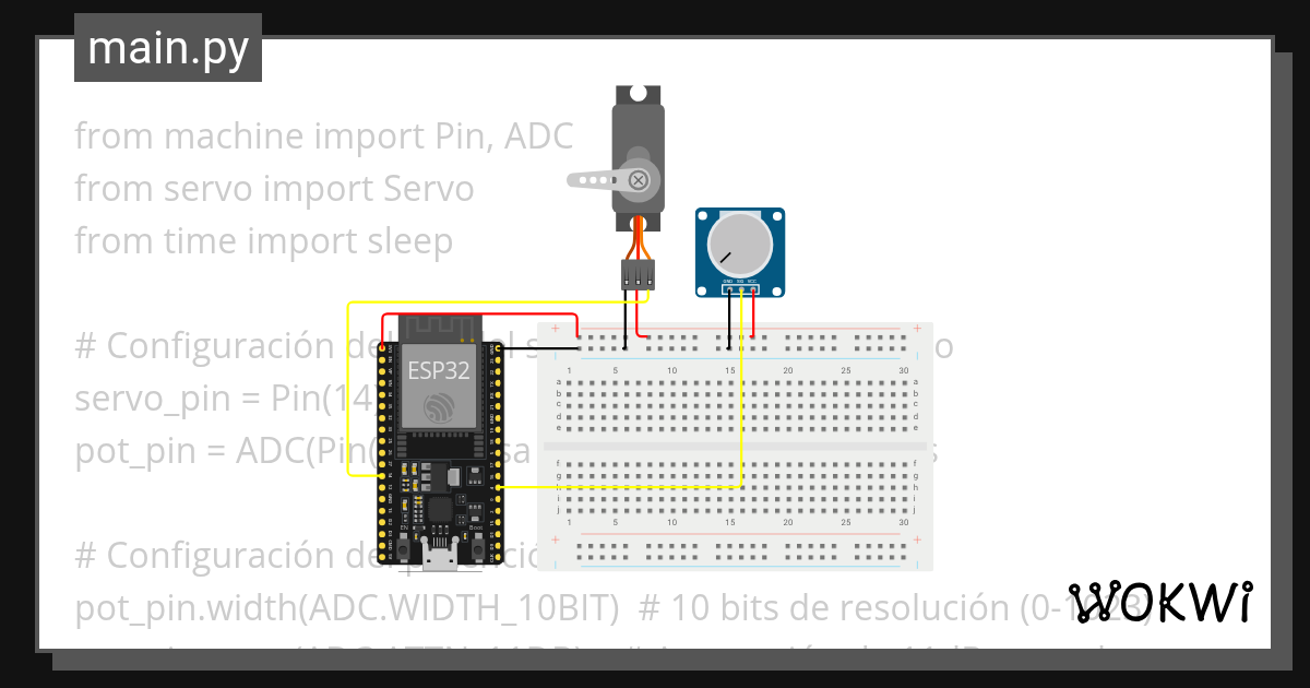 Potenciometro y servomotor - Wokwi ESP32, STM32, Arduino Simulator
