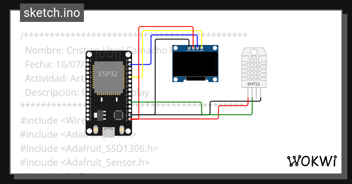 Actividad 03 Display - Wokwi ESP32, STM32, Arduino Simulator