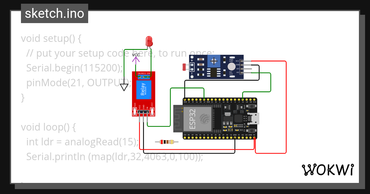 สร้างไฟกลางคืนอัตโนมัติ PP - Wokwi ESP32, STM32, Arduino Simulator