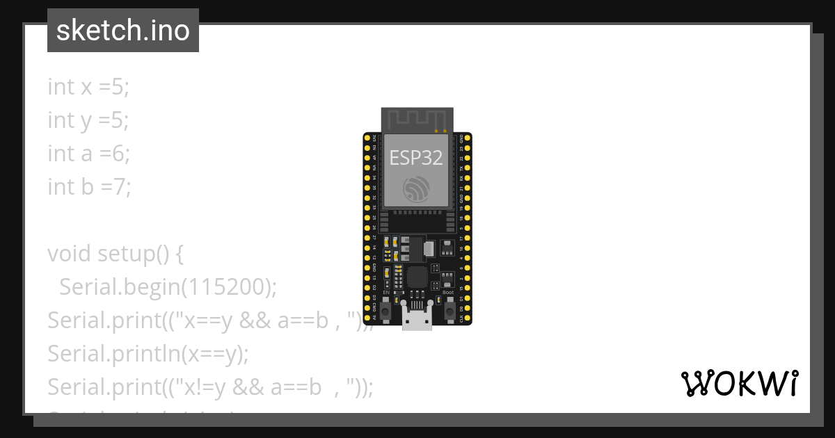 Lab 6 Logical operator 61254 ภูริภัทร 4/16 - Wokwi ESP32, STM32, Arduino Simulator