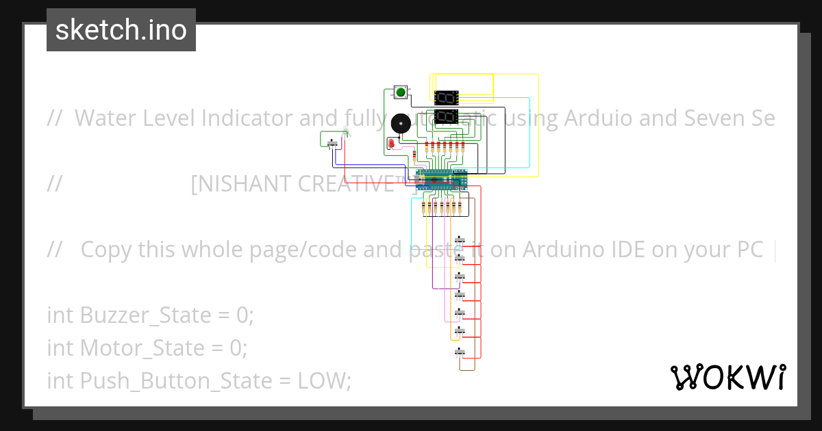 Water level project NISHANT CREATIVE - Wokwi ESP32, STM32, Arduino Simulator