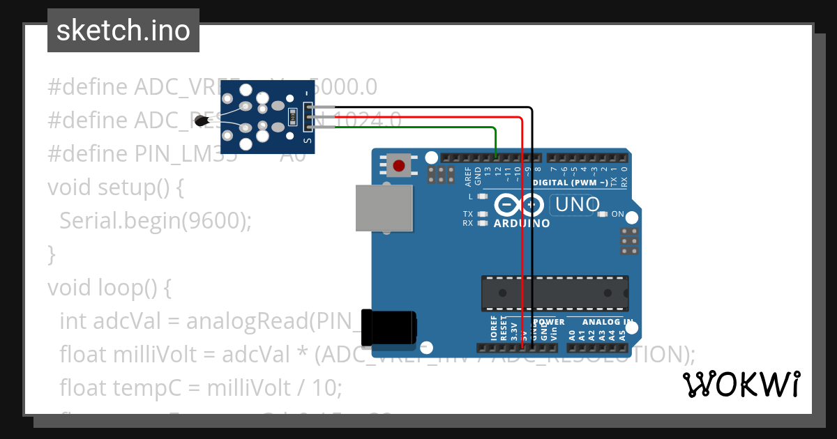 LM 35 - Wokwi ESP32, STM32, Arduino Simulator