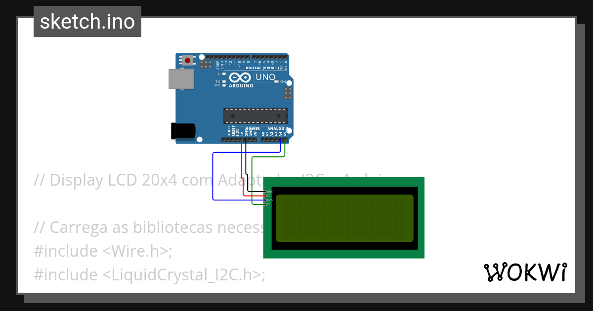 display I2C - Wokwi ESP32, STM32, Arduino Simulator
