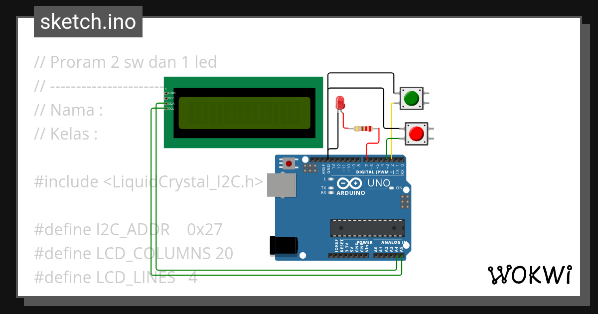 LCD - 2 Button - Wokwi ESP32, STM32, Arduino Simulator